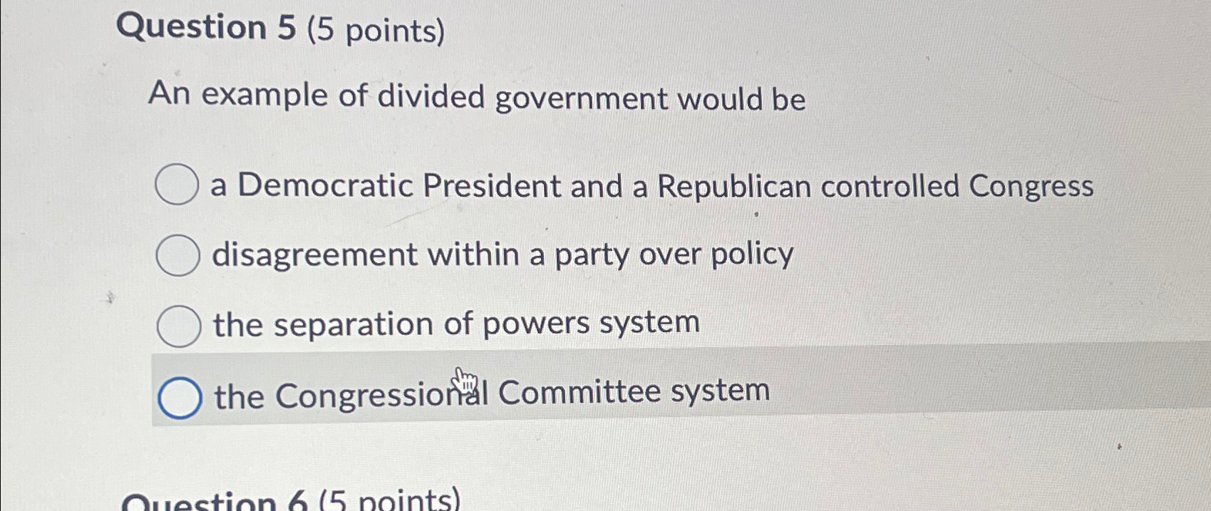 Solved Question 5 (5 ﻿points)An example of divided | Chegg.com