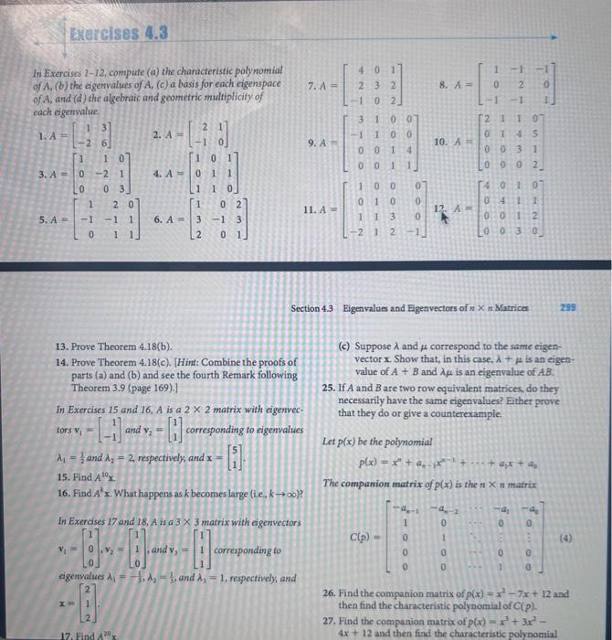 Solved In Exercises 1-12, compute (a) the characteristic | Chegg.com
