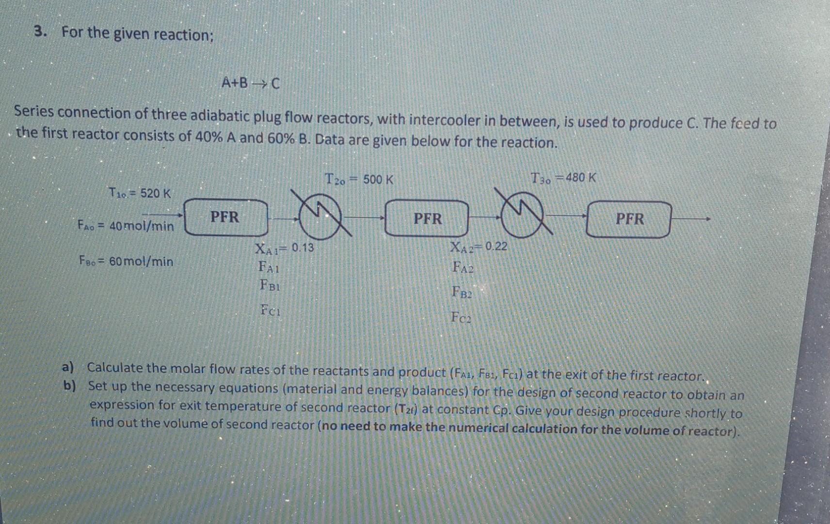 Solved 3. For the given reaction; A+B→C Series connection of | Chegg.com