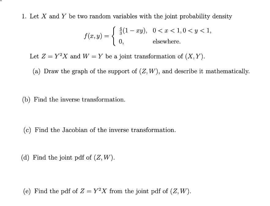 Solved Let x ﻿and Y ﻿be two random variables with the joint | Chegg.com