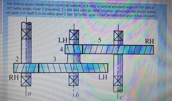 Solved The helical gears shown have a normal module of 4 mm, | Chegg.com