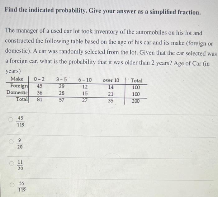 Solved Find the indicated probability. Give your answer as a | Chegg.com