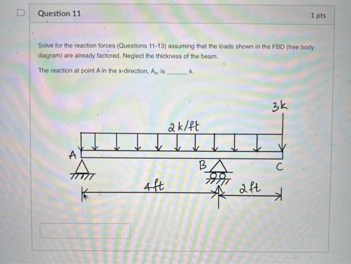 Solved Solve for the reaction forces (Questions 11-13) | Chegg.com