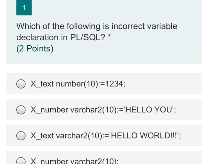 Solved 1 Which of the following is incorrect variable | Chegg.com