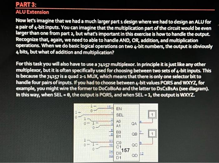 PART 3: ALU Extension Now let's imagine that we had a | Chegg.com