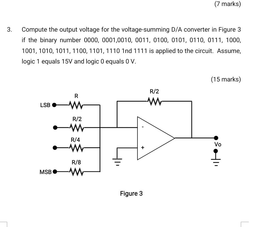 Solved Compute the output voltage for the voltage-summing | Chegg.com