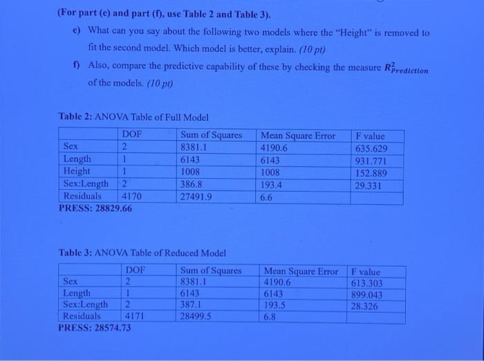 Solved For Part E And Part F Use Table 2 And Table 3 