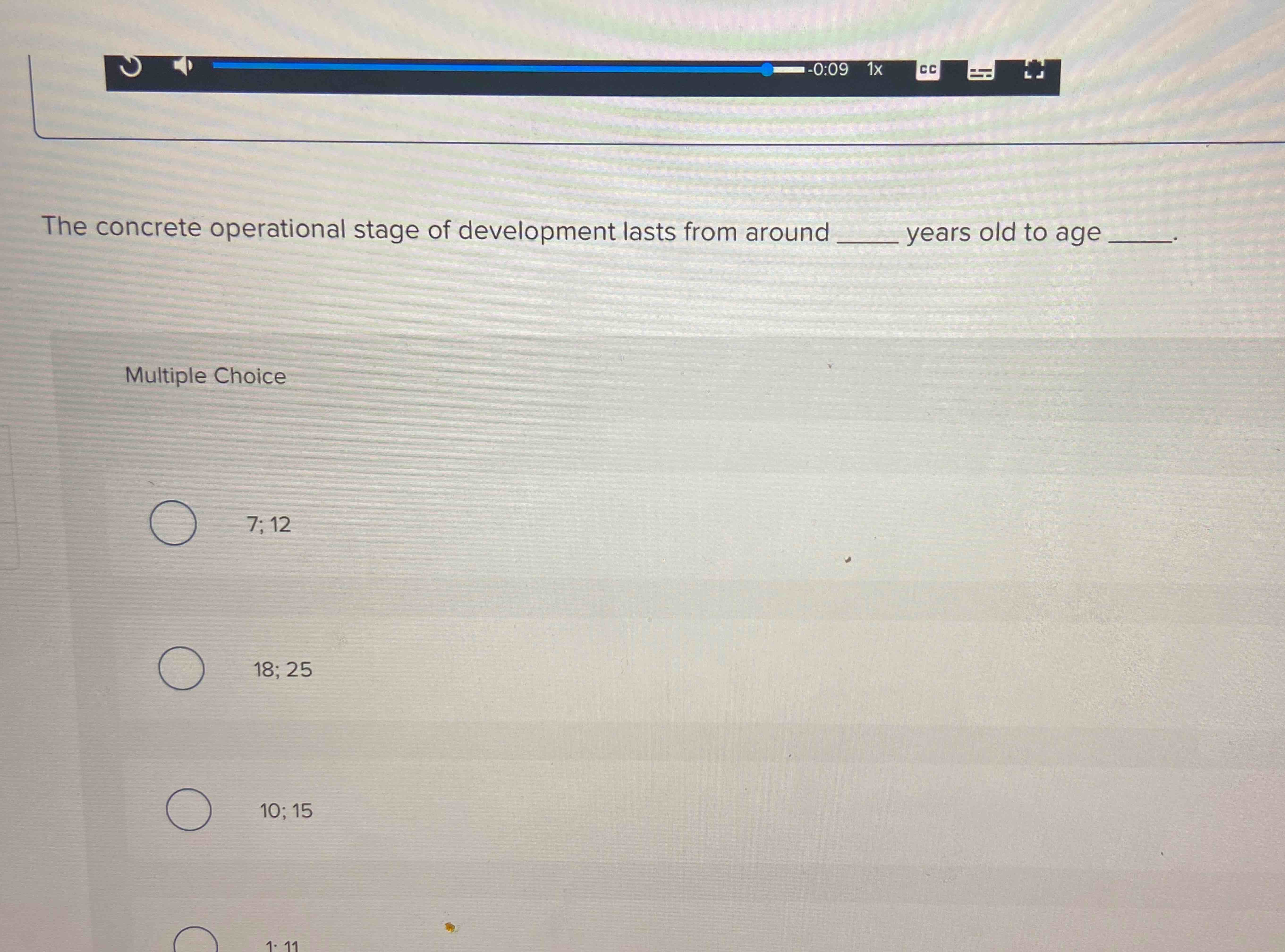 Solved The concrete operational stage of development lasts | Chegg.com