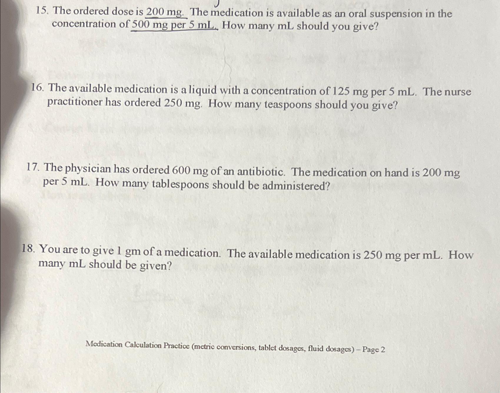 Solved The ordered dose is 200mg. ﻿The medication is | Chegg.com