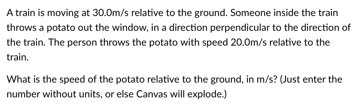 Solved A train is moving at 30.0ms ﻿relative to the ground. | Chegg.com