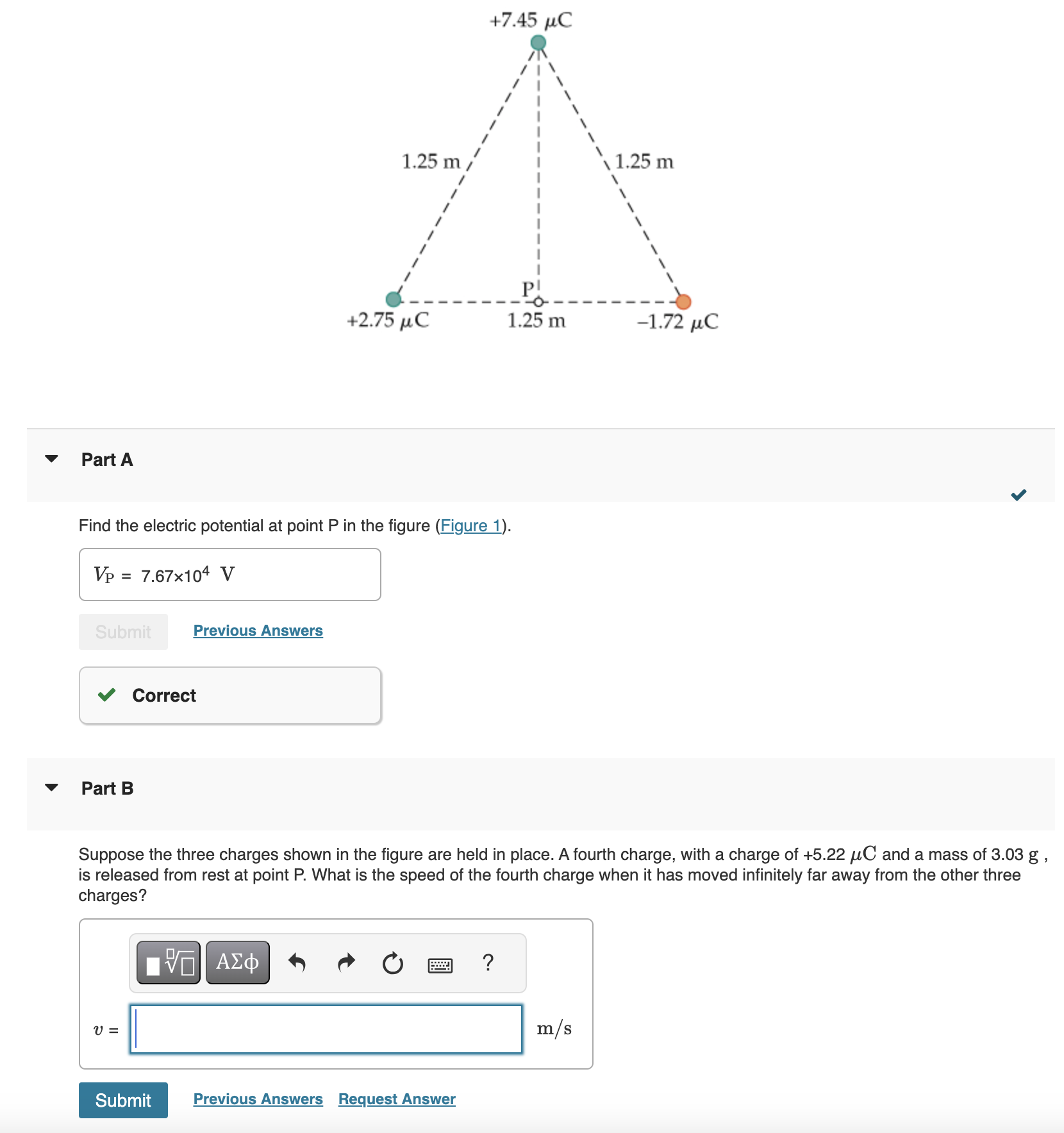 Solved Part AFind the electric potential at point \( ﻿P \) | Chegg.com