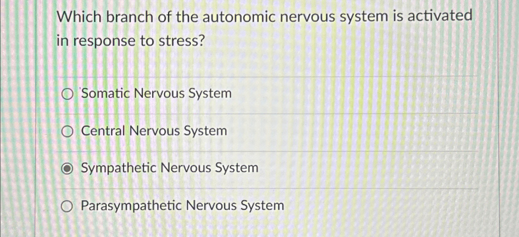 Solved Which branch of the autonomic nervous system is | Chegg.com