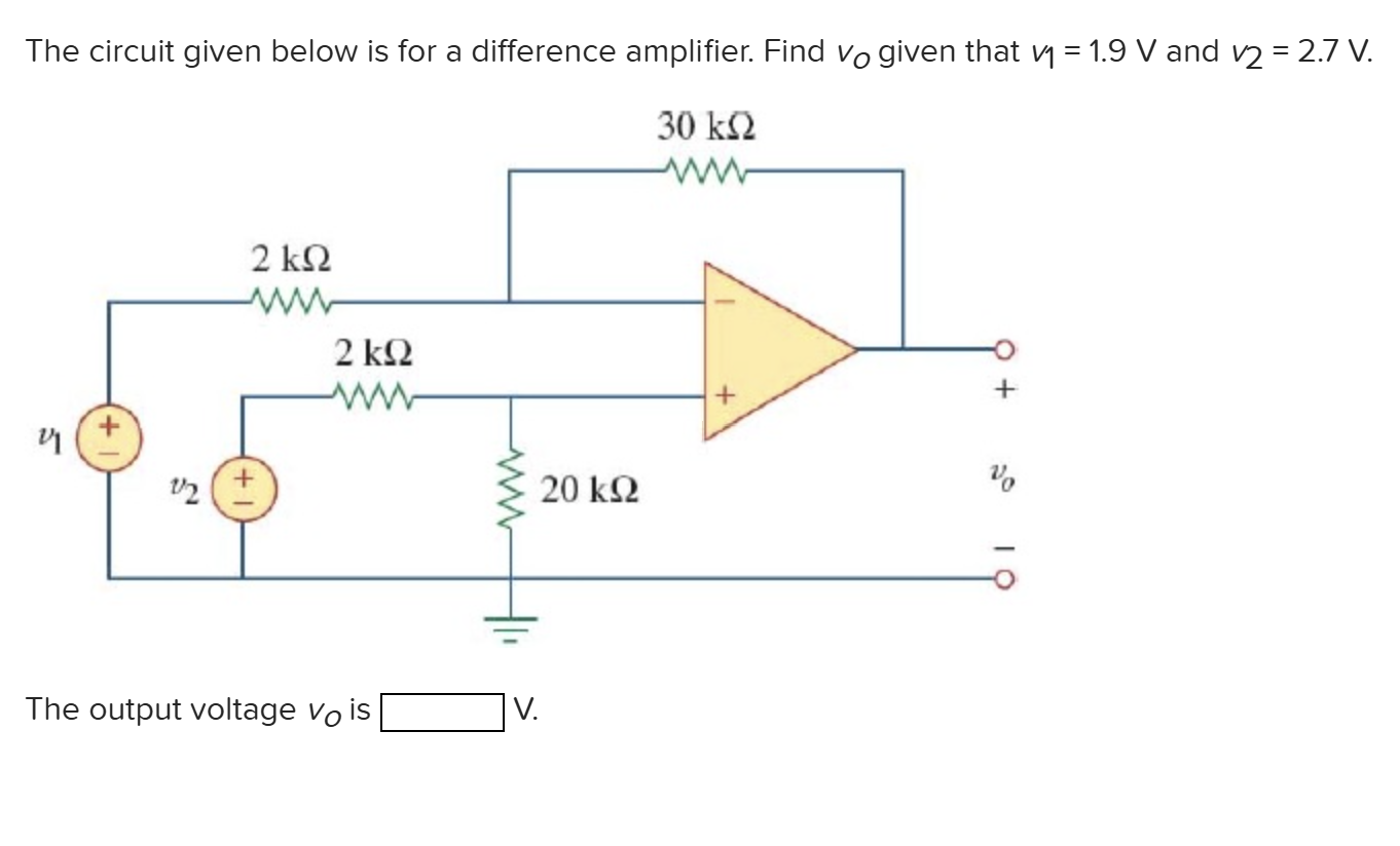 Solved The circuit given below is ﻿for a difference | Chegg.com