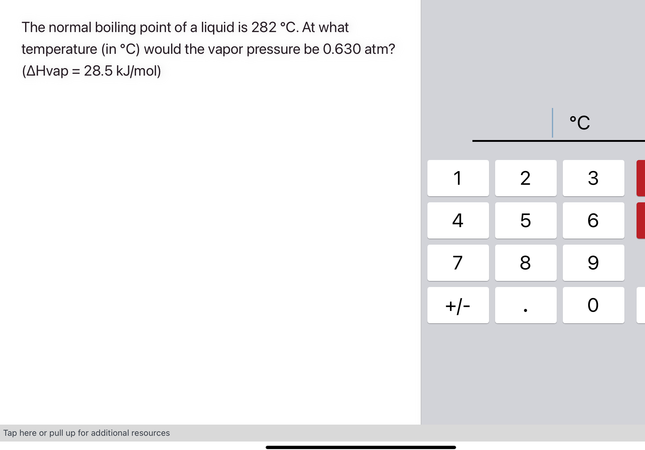 Solved The normal boiling point of a liquid is 282°C. ﻿At | Chegg.com