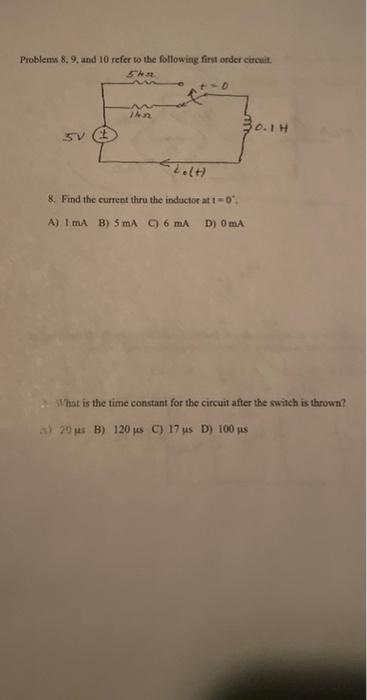 Solved Problems 8,9, and 10 refer to the following fint | Chegg.com