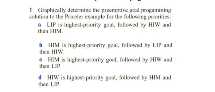 Solved 1 Graphically determine the preemptive goal | Chegg.com