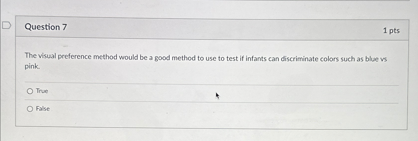 Solved Question 71 ﻿ptsThe visual preference method would be | Chegg.com