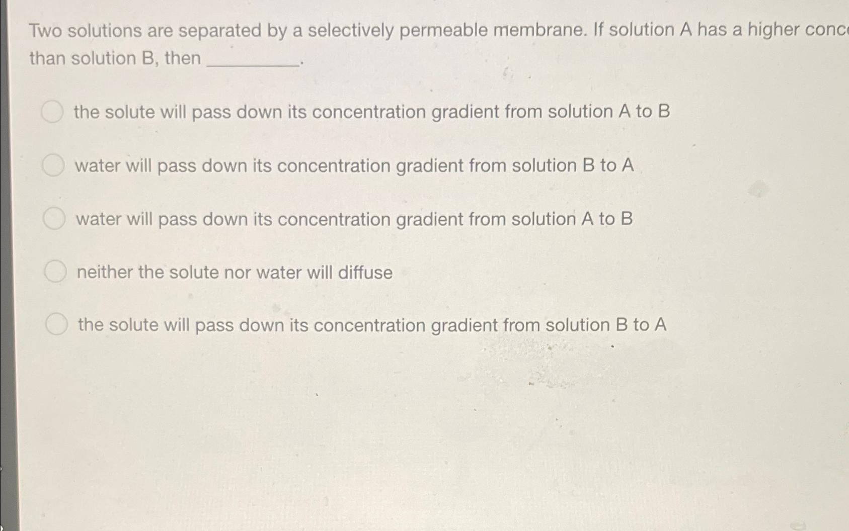 Solved Two solutions are separated by a selectively | Chegg.com