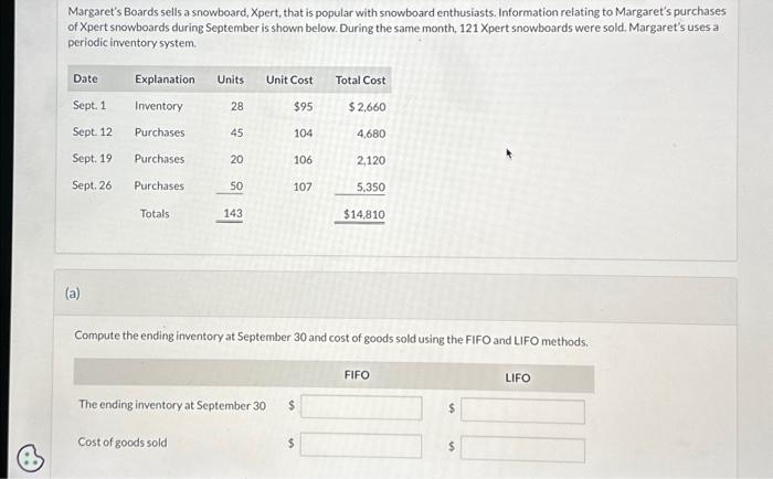 Solved Margaret's Boards sells a snowboard, Xpert, that is | Chegg.com