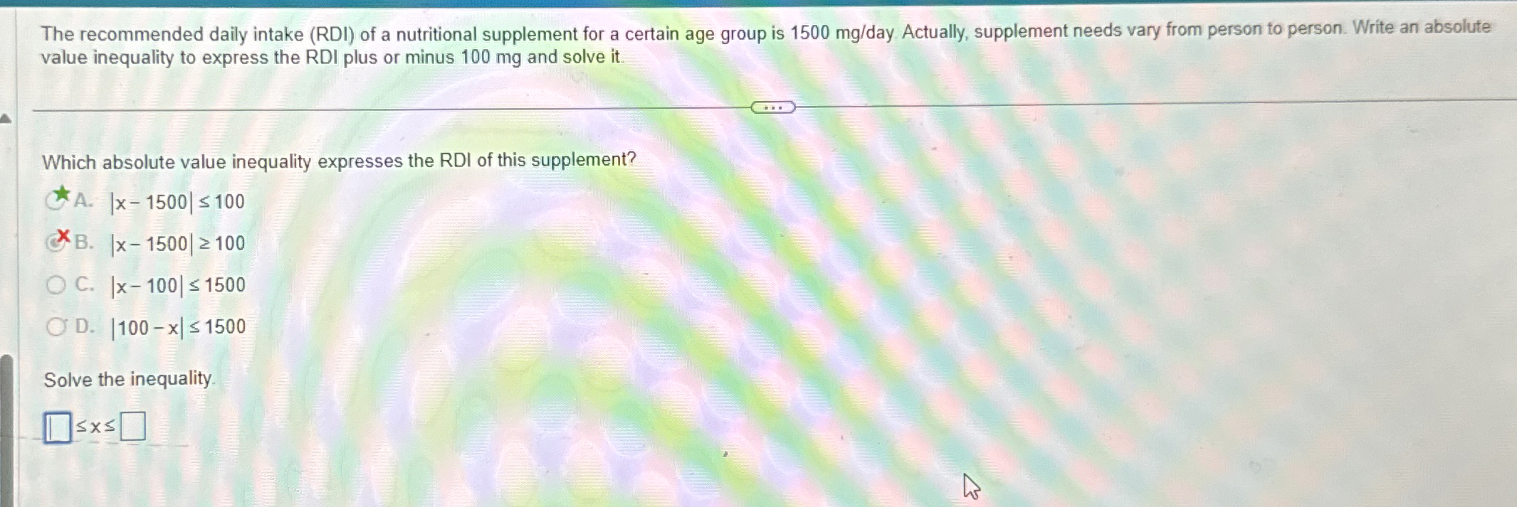 Solved The recommended daily intake (RDI) ﻿of a nutritional | Chegg.com