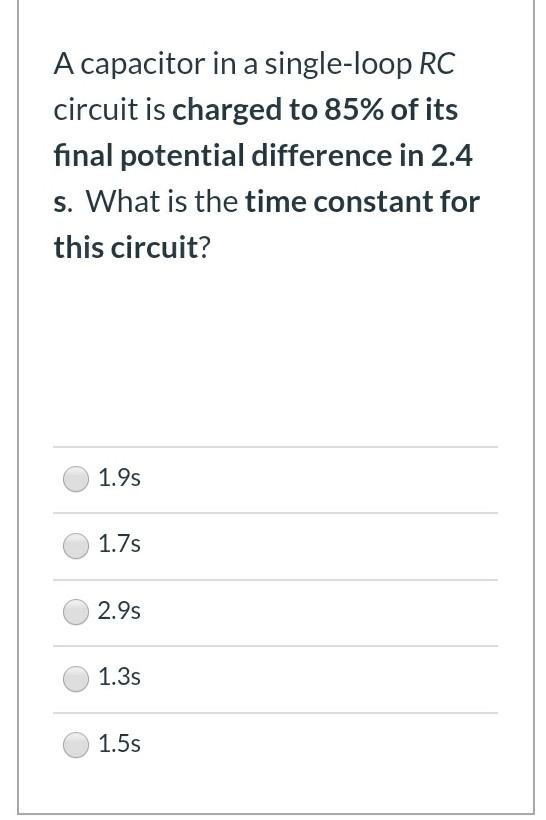 Solved A capacitor in a single-loop RC circuit is charged to | Chegg.com