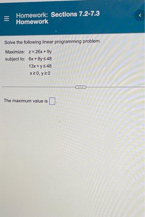 Solved E III Homework: Sections 7.2-7.3 Homework Solve the | Chegg.com