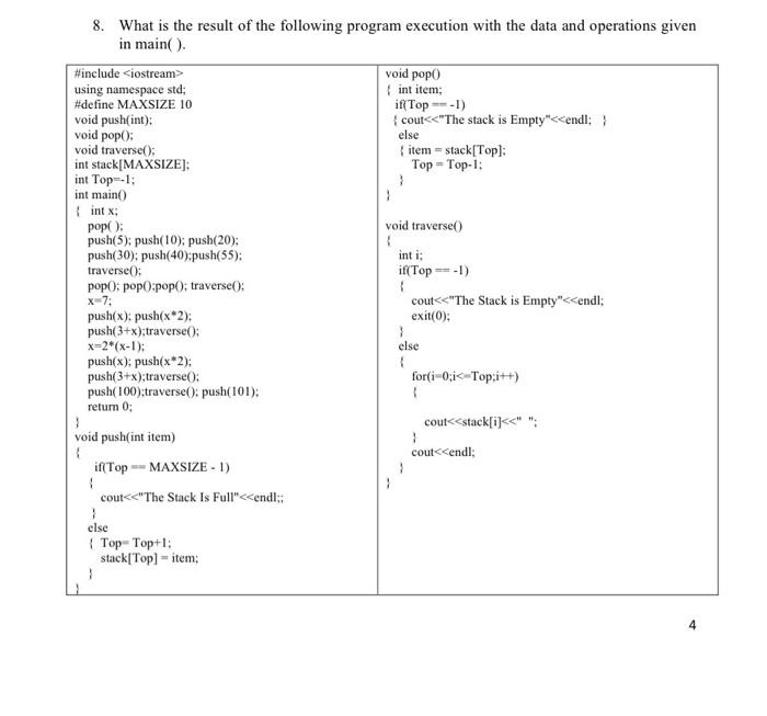Solved 8. What is the result of the following program | Chegg.com