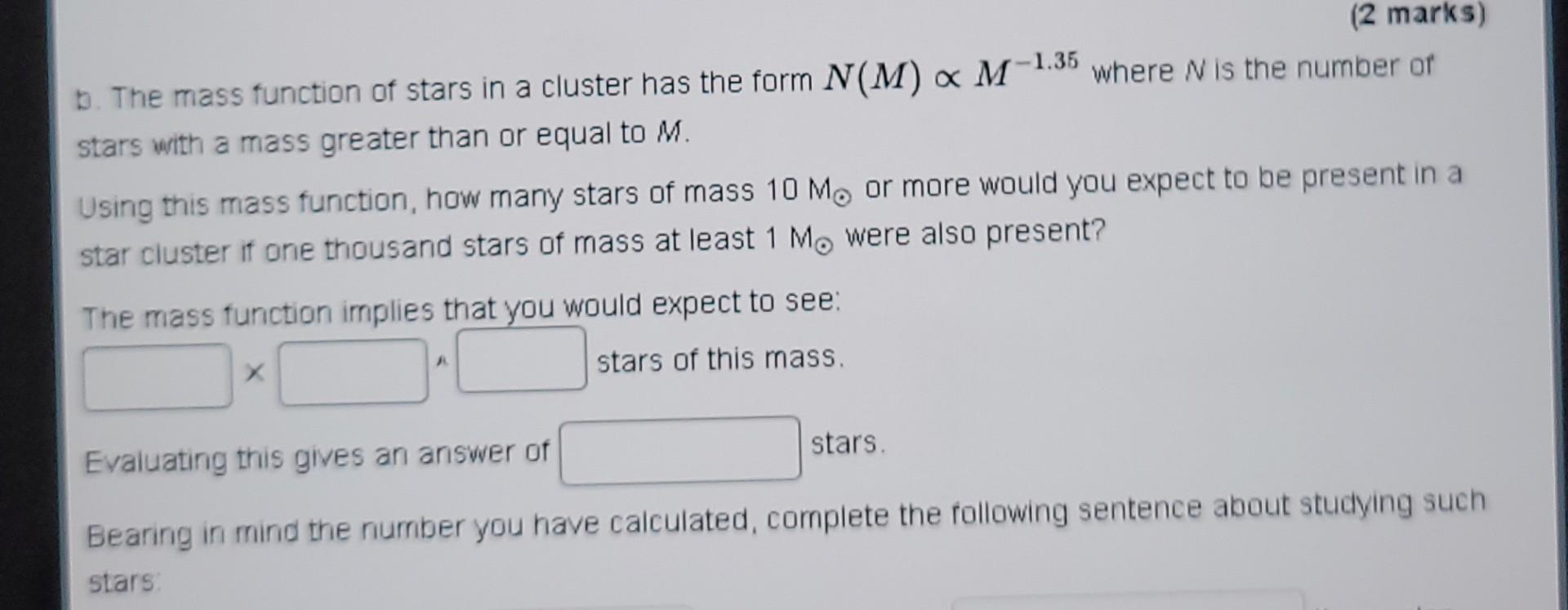 Solved (2 marks) where N is the number of b. The mass | Chegg.com