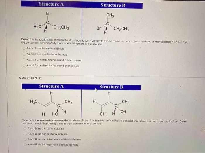 Solved Structure A Structure B Br CH3 H3cc CH2CH3 Bp. CH2CH3 | Chegg.com