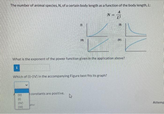 Solved The number of animal species, N, of a certain body | Chegg.com