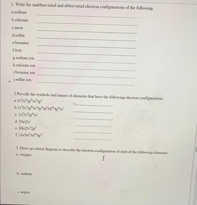 Solved 1. Write the unabbreviated and abbreviated electron | Chegg.com