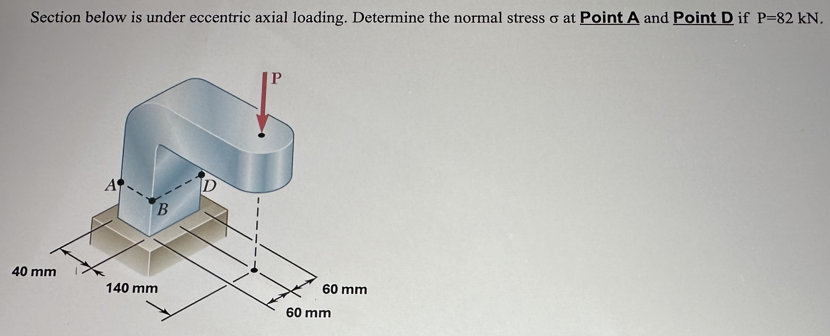 Solved Section below is under eccentric axial loading. | Chegg.com
