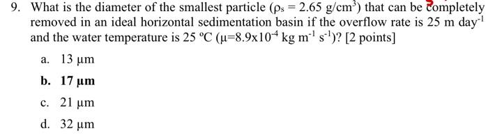 Solved 9. What is the diameter of the smallest particle | Chegg.com