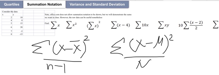 Solved Quartiles Summation Notation Variance and Standard | Chegg.com