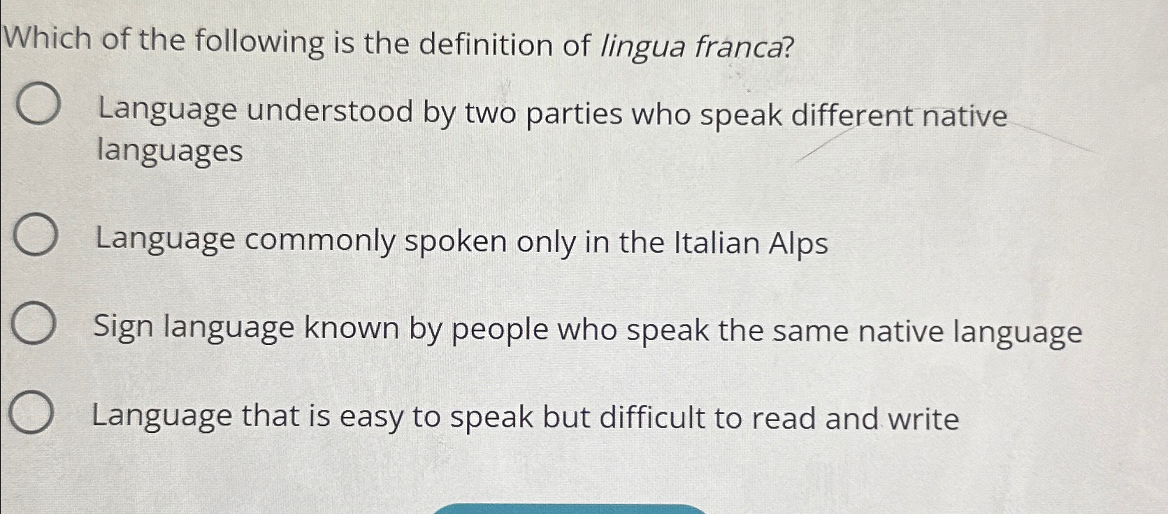 Solved Which of the following is the definition of lingua | Chegg.com