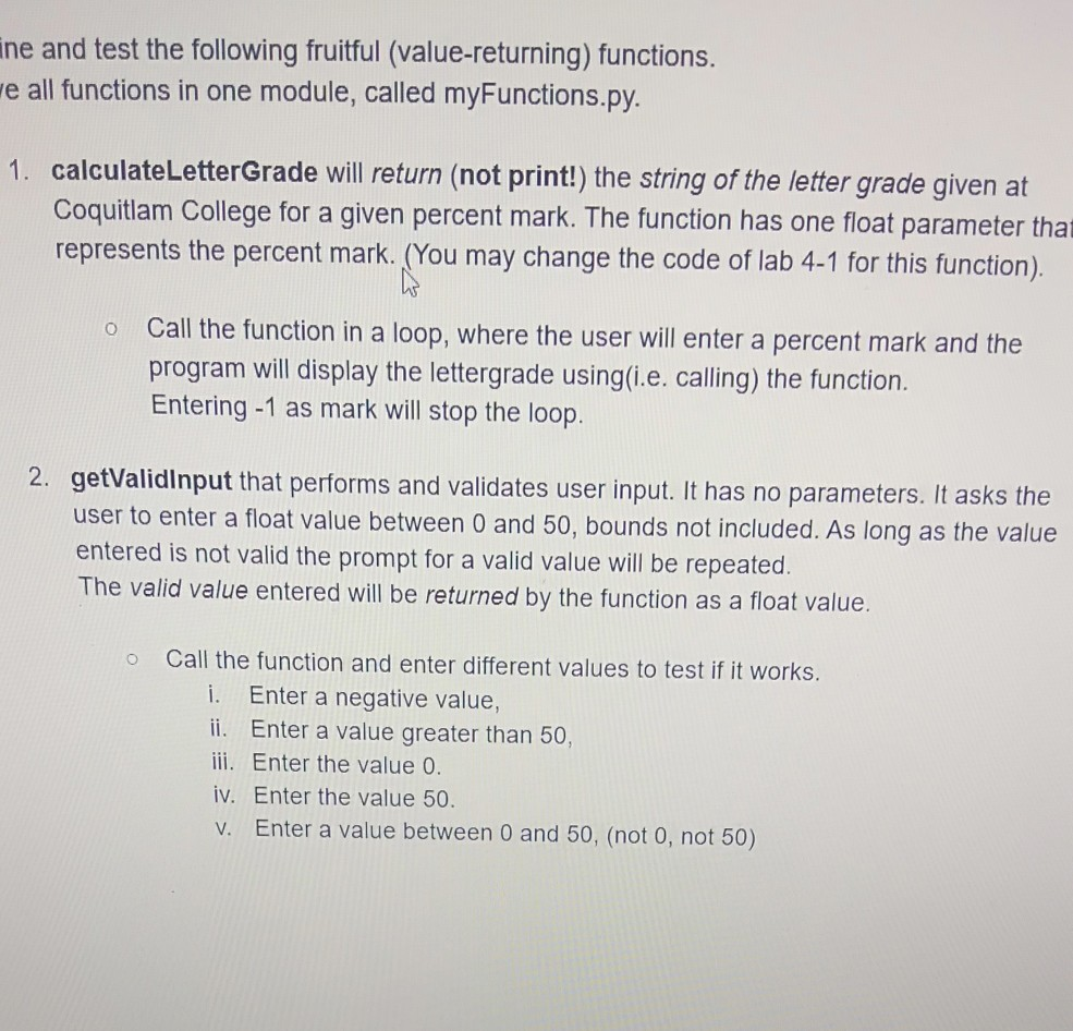 Solved ine and test the following fruitful (value-returning) | Chegg.com