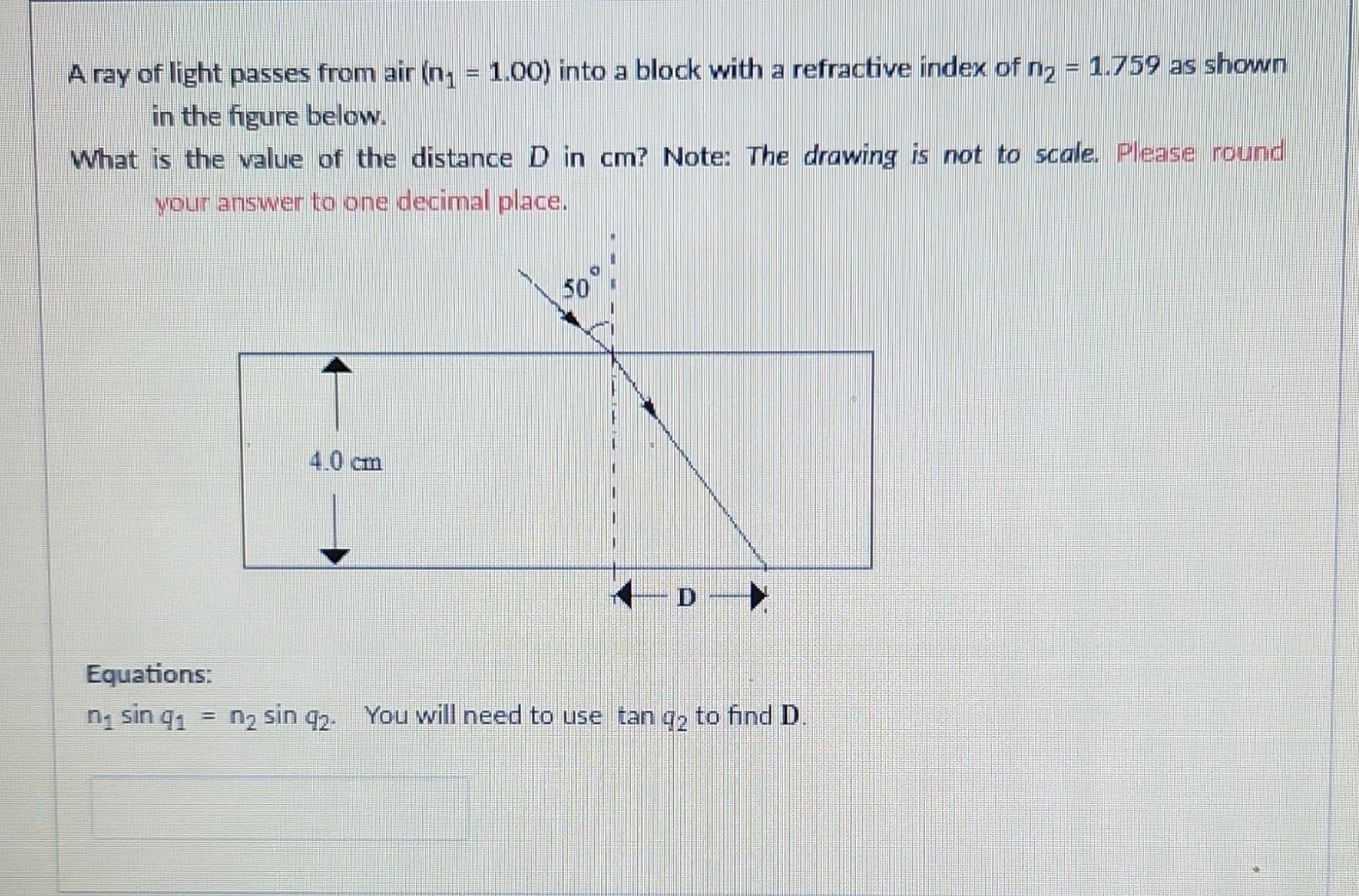 Solved A ray of light passes from air (n₁ = 1.00) into a | Chegg.com