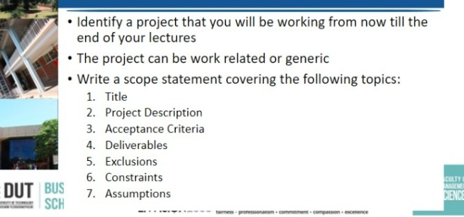 Solved Identify a project that you will be working from now | Chegg.com