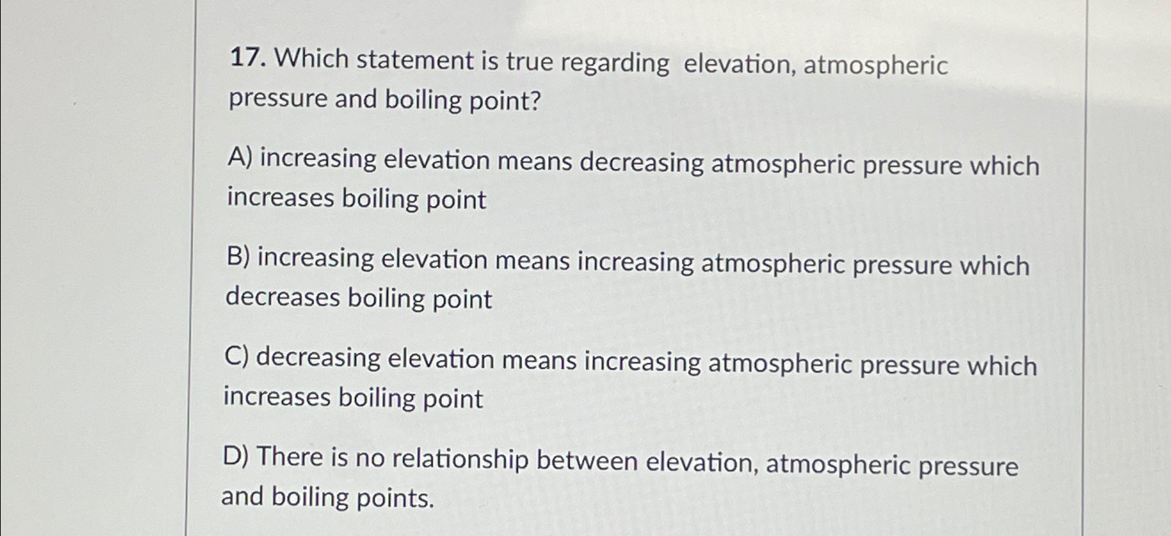 Solved Which statement is true regarding elevation, | Chegg.com