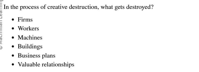 Solved In the process of creative destruction, what gets | Chegg.com