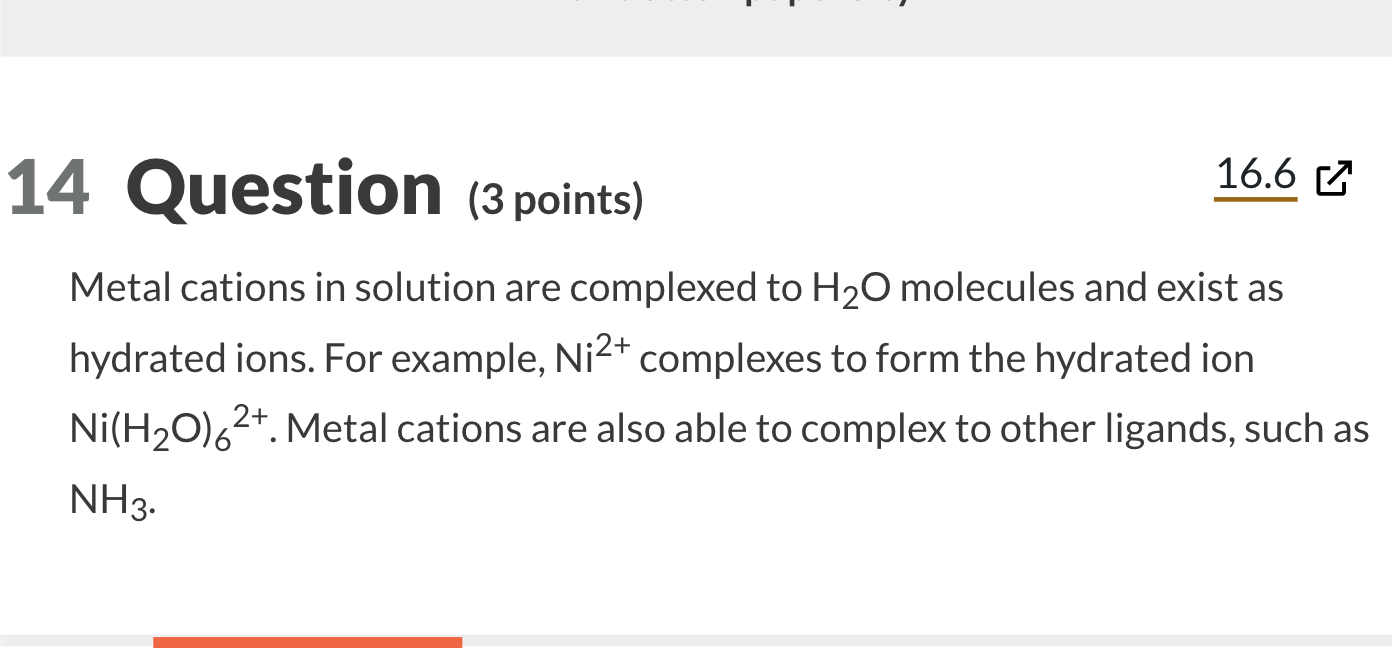 Solved 14 ﻿Question (3 ﻿points)Metal cations in ﻿solution | Chegg.com
