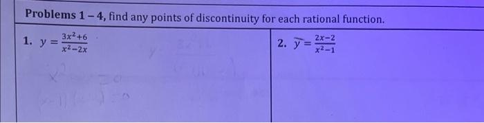 Solved Problems 1−4, find any points of discontinuity for | Chegg.com