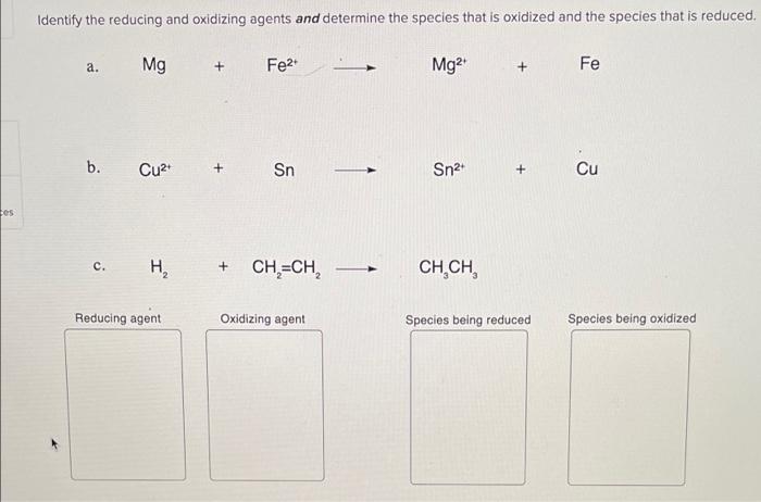 [Solved]: es Identify the reducing and oxidizing agents and
