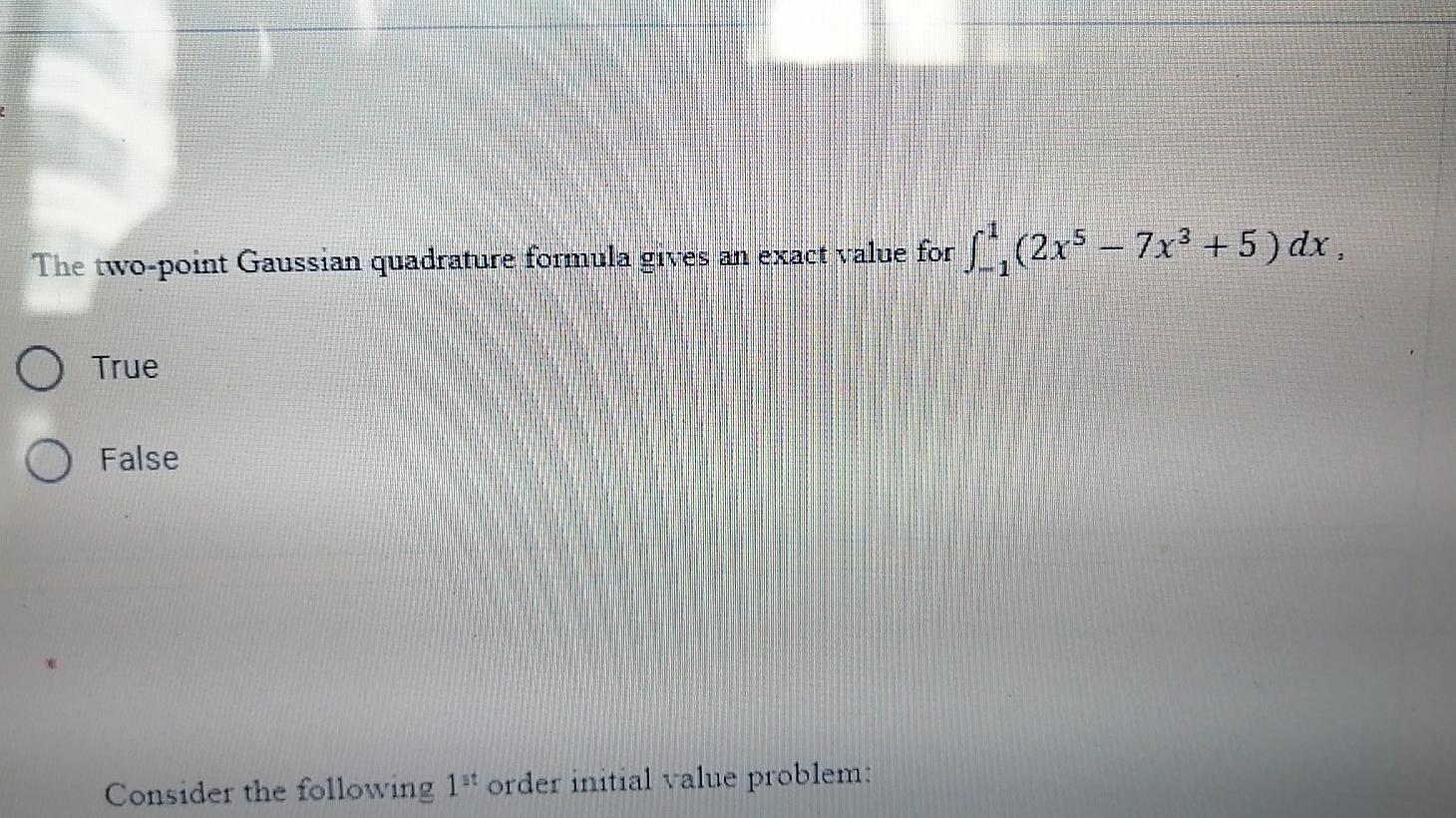 Solved The two-point Gaussian quadrature formula gives an | Chegg.com