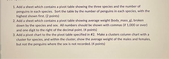 Solved 1. Add a sheet which contains a pivot table showing | Chegg.com