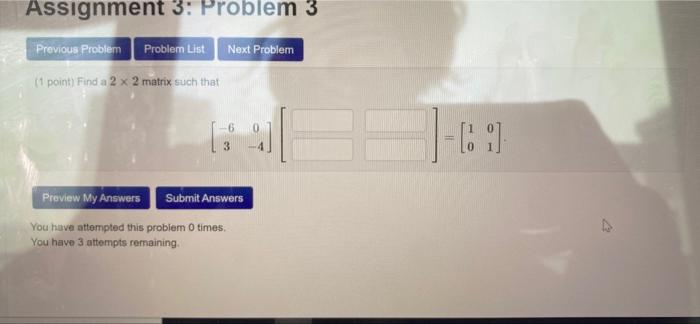 Solved Assignment 3 Problem 3 Previous Problem Problem List 3898