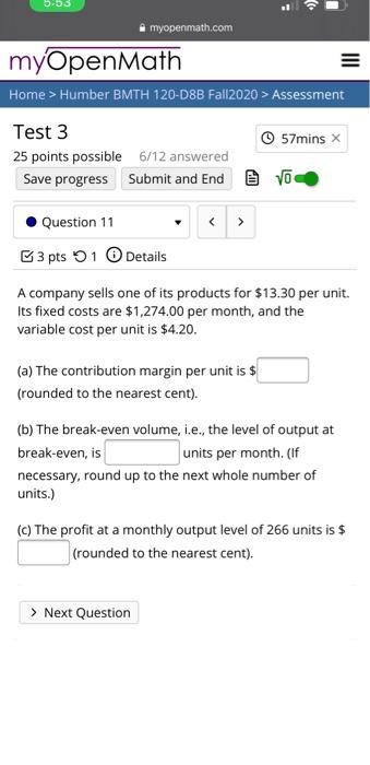Solved 555 myopenmath.com myOpenMath Home > Humber BMTH | Chegg.com