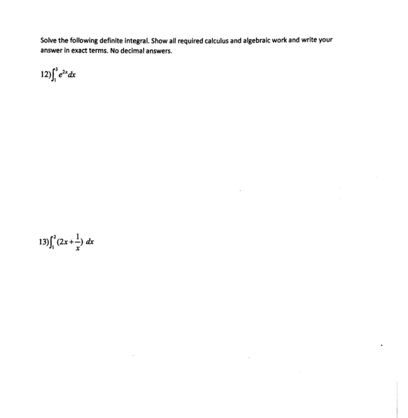 Solved Solve the following definite integral. Show all | Chegg.com