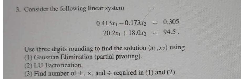 Solved Consider the following linear | Chegg.com