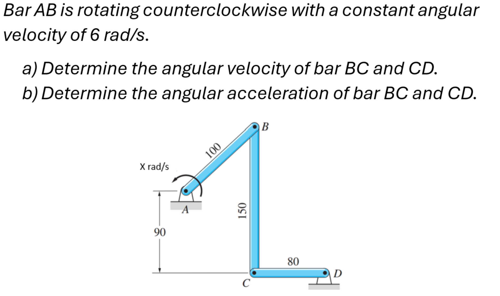 Solved Bar AB is rotating counterclockwise with a constant | Chegg.com